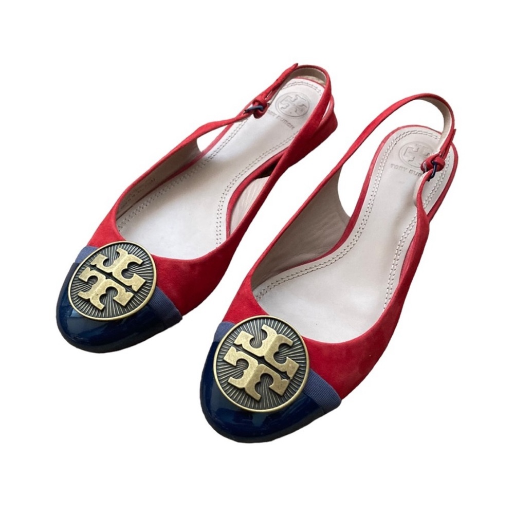 Tory Burch Logo Cheri Cap Medallion Sling Back Kitten… - Gem